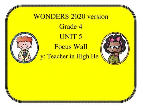 McGraw-Hill Wonders 2020 Grade 4 Unit 5 Focus Wall Bulletin Board