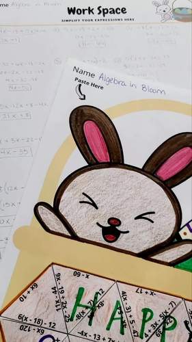 Spring Easter Math Puzzle // Simplifying Algebraic Expressions Activity