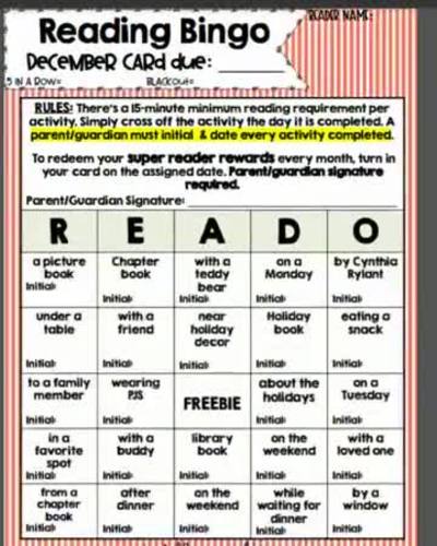 Reading Homework Bingo Challenge by Resigned and Renewed | TpT