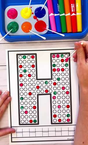 Letter H Alphabet Crafts Q Tip Painting Fine Motor Skills by Preschool ...