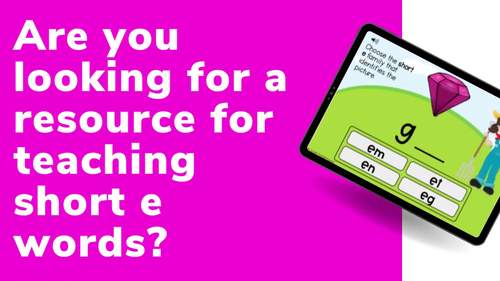 CVC Short e Word Family Boom Cards | Literacy Digital Games by Fiddleheads