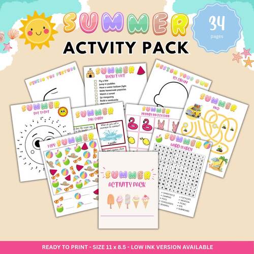 Summer Activity Packet | Summer Coloring | Summer Games | Summer Activties