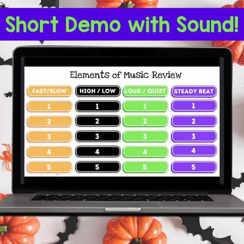 Halloween Elements of Music Kindergarten First Grade Game Show Review ...