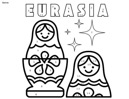 No Prep Russia & Eurasia Color by Number Activity - 6th Grade Geography