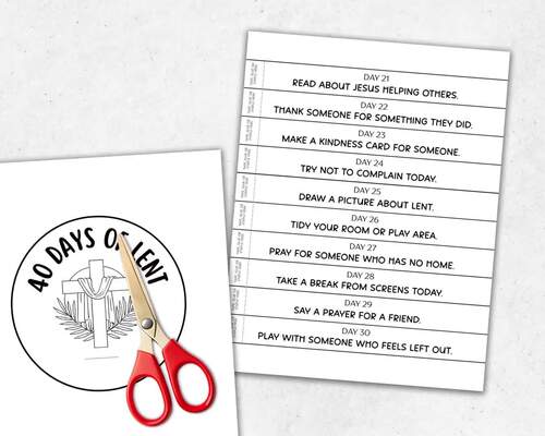 40 Days of Lent Countdown, Lenten Activities for Sunday School | TPT