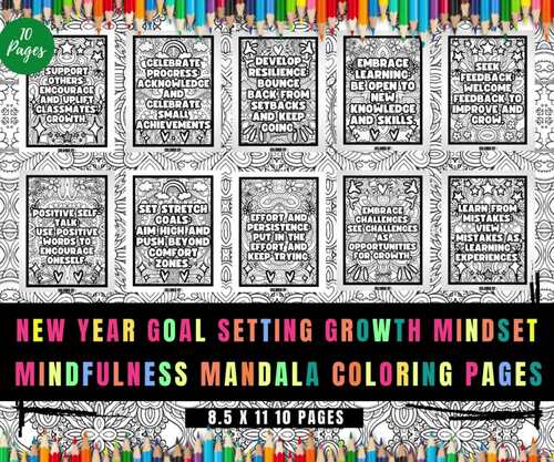 Growth Mindset And New Years Goal Setting, SEL Coloring For Kids