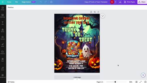 Trunk or Treat Event Flyer Template, Halloween Invitation Flyer Editable