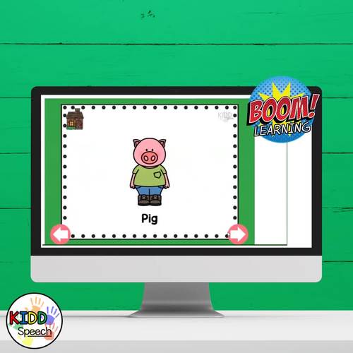 Preschool Speech Therapy Three Little Pigs BOOM Cards Vocabulary Matching