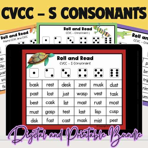 Roll & Read S Consonant Blends Words Sentences Digital + Printable ...