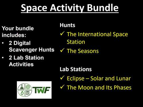 Space Activities Bundle - Lab Stations & Digital Scavenger Hunts