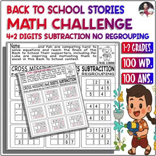 Back to school Story 4+2 Digits number Subtraction No Regrouping Math ...