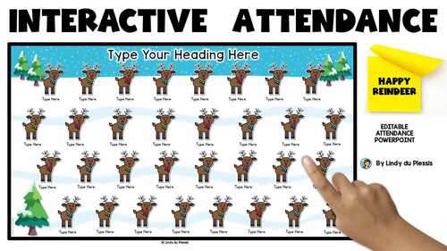Reindeer Interactive Attendance PowerPoint | Winter Digital Classroom ...