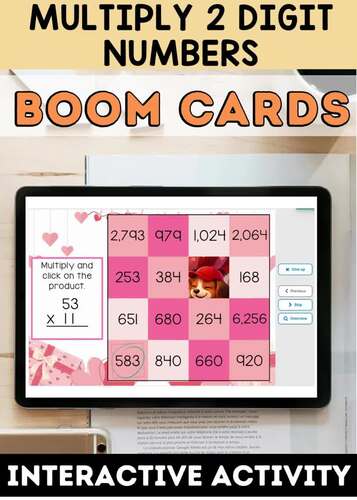 Multiply 2 Digit Numbers Boom Cards™ | Valentine Math Mystery Digital ...