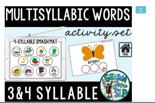 Multisyllabic Words Interactive PDF/Boom Cards™ Set for Speech Therapy