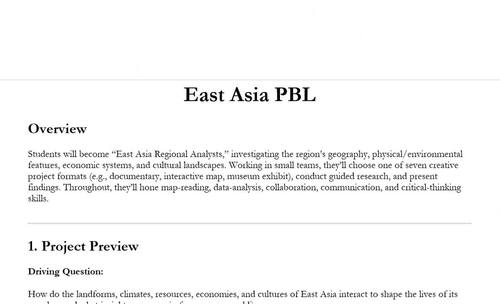 East Asia Project by PBL History & Civics | TPT