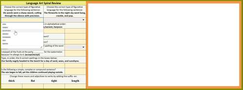 NO PREP - Spiral Language Art Review for 4th/5th Grades - Spring Ducklings