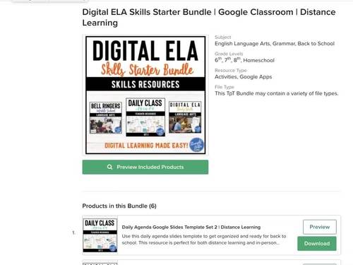 Digital ELA Skills Starter Bundle | Google Classroom | Distance Learning