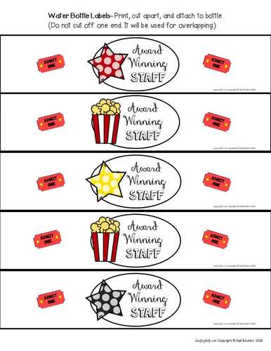 EDITABLE Water Bottle Labels (Movie Star/Awards Ceremony Theme) | TpT