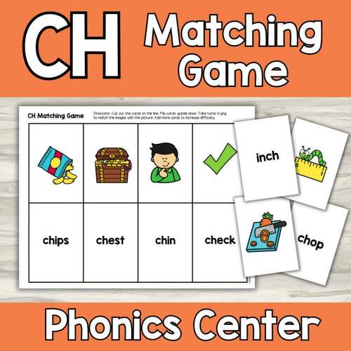 CH Digraph Matching Game Phonics Center Reading Activity by Class with ...
