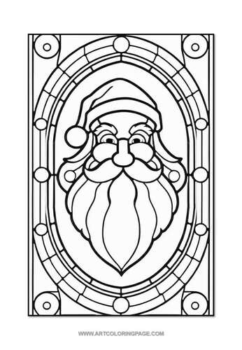 Santa Claus Stained Glass Coloring Pages Vol 15: Festive Designs Await!