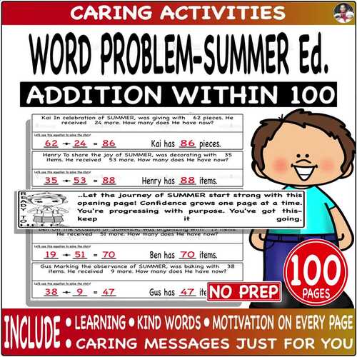 Addition within 100 word problem math worksheet fact fluency Master ...