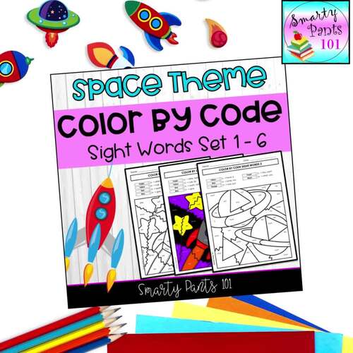 Color By Code Sight Word - High Frequency Words Space Theme | TPT