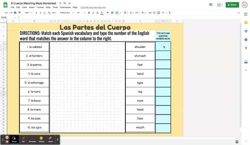 BODY PARTS | MATCHING ACTIVITIES | DIGITAL and PRINT | SPANISH | TPT