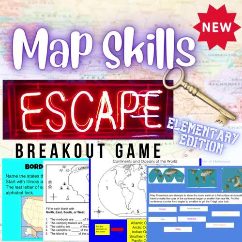 Map Skills Review Breakout Game Escape Room Elementary by The Curious ...