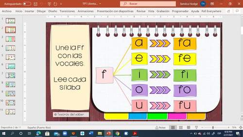 Digital notebook letter Ff in Spanish by Tesoros del saber | TPT