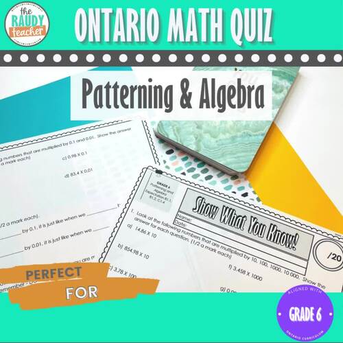 Math Quizzes | Patterning and Algebra | Gr 6 Ontario Curriculum | TPT