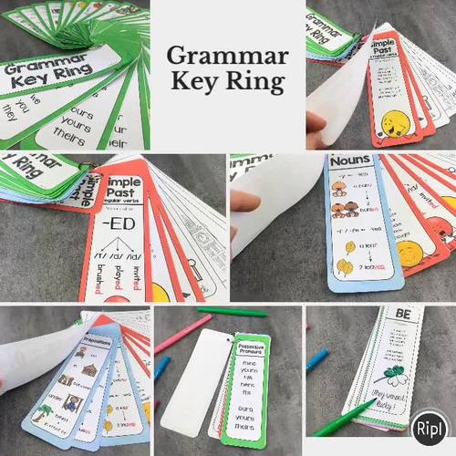 English Grammar Rules Key Ring and Bookmarks by Chez Chris | TPT