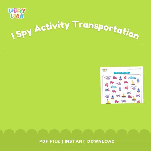 I Spy Activiy Transportation, Kids Look and Find Counting Game by Wuffyland