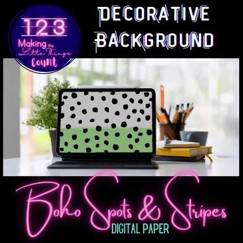 Boho Spots & Stripes Digital Paper Slide Backgrounds - Letter Size ...