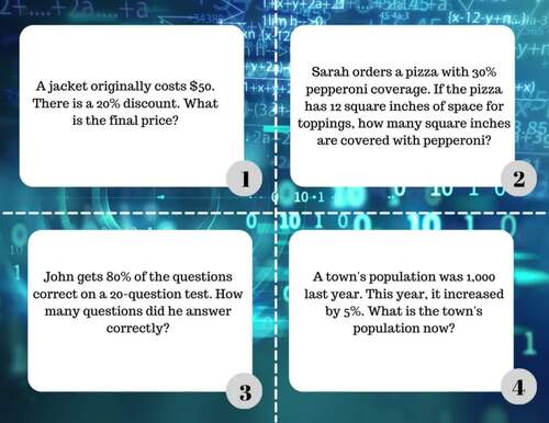 PERCENT WORD PROBLEMS * Task Cards * for Middle School Math | TPT