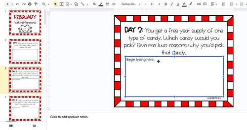February Virtual Writing Journal | Google Slides | Digital Writing Prompts