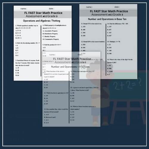 FL FAST Star Math Practice Assessment #1 | 3rd Grade -Test Prep | TPT