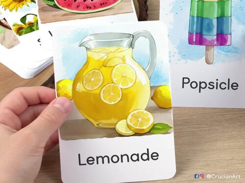 Summer Season Flashcards: Printable Educational Cards for Language Skills