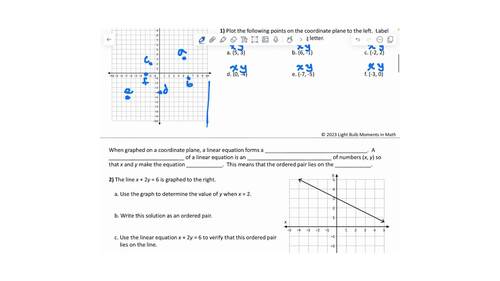 Introduction to Linear Equations in Two Variables Notes Worksheet Video ...