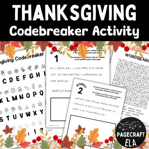Thanksgiving Codebreaker Activity & Scavenger Hunt with Tasks & Questions