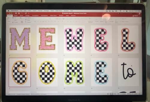 Back to School Bulletin Board | welcome, rainbow, varsity patch, retro ...