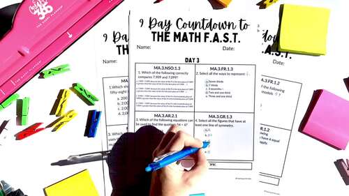 Florida B.E.S.T. Math Standards Test Prep for the FAST 3rd Grade Spiral ...