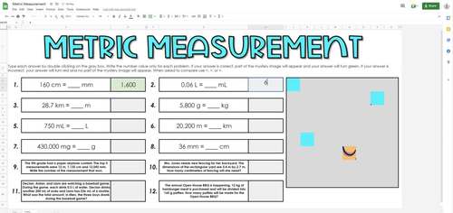 Converting Units of Metric Measurement Digital Mystery Puzzle Pixel Art ...