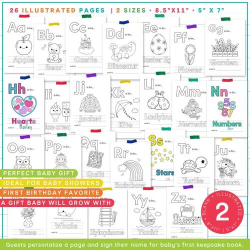 Floral Baby ABC Book Printable | DIY Baby Shower Guest Keepsake Activity