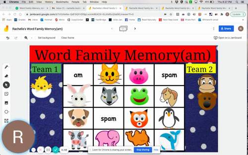 Word Family Memory Jamboard bundle-22 interactive phonics games (short ...