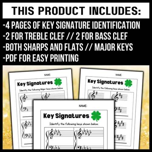 St Patricks Day Music Key Signature Labeling Activity → Print & Go ...