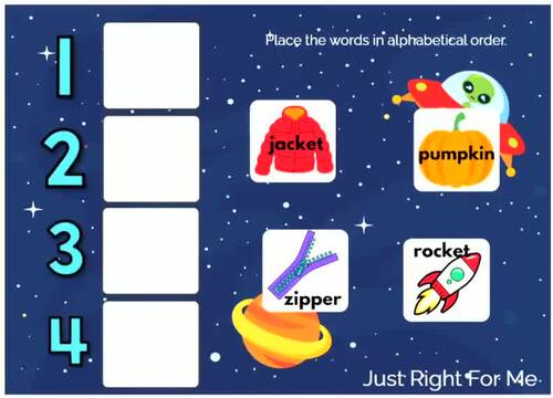 Space Explorers Arrange Words in Alphabetical Order Boom Cards | TPT