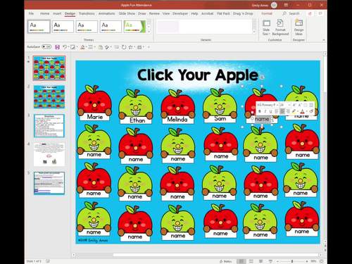 Apple Fun Editable Digital Attendance PowerPoint Presentation by Emily Ames
