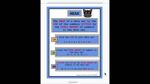 Mean, Median, Mode & Range Posters Upper Elementary by Happy Learning ...