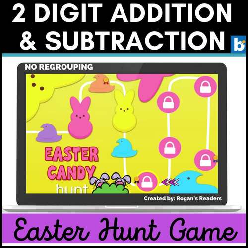2 digit addition and subtraction without regrouping Easter Game | TPT