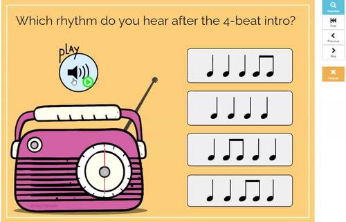Music Rhythm Activity | Radio Rhythms | Ta Titi | Tadi - BOOM CARDS Game